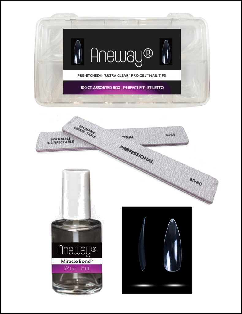 PRE-ETCHED® PRO GEL TIPS™ | ALMOND STILETTO | EXTENSION NAIL KIT ...